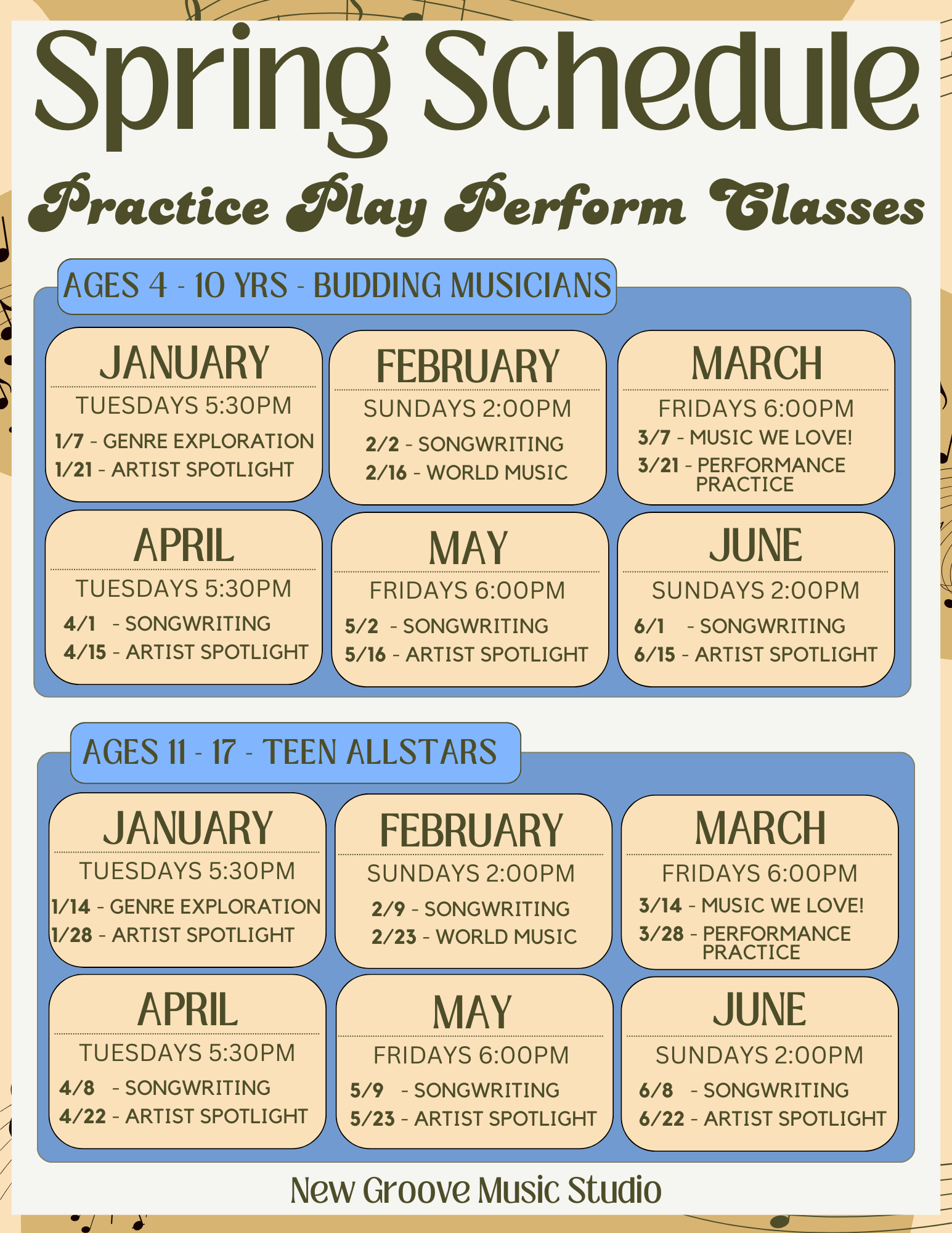 Practice Play Perform Classes – New Groove